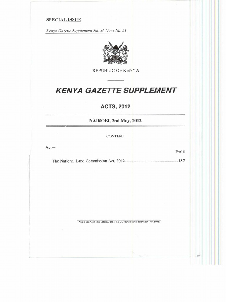 National Land Commission Act 2012 | PDF | Oath Of Office | Common Law