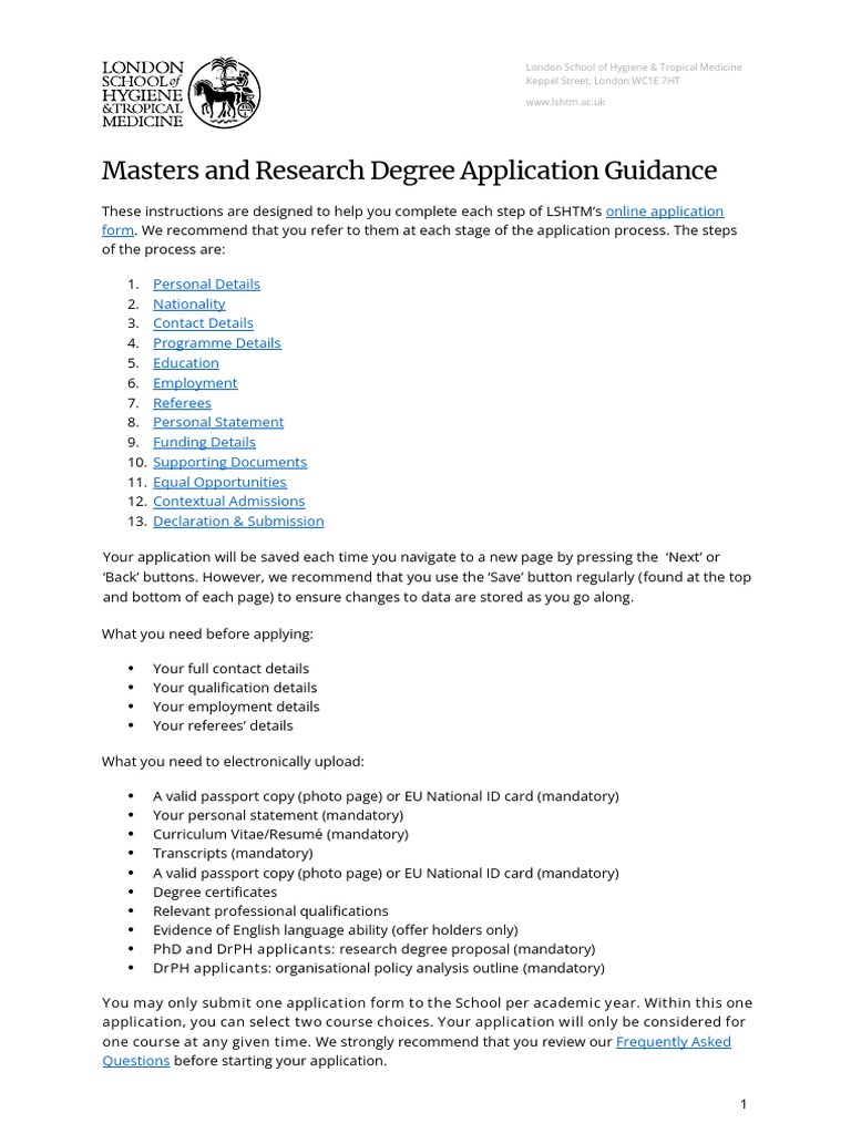MSC Application Guidance PDF | PDF | Identity Document | Academic Degree