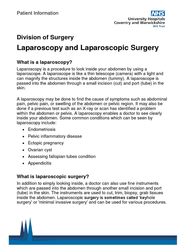 Laparoscopy and Laparoscopic Surgery PDF | PDF | Surgery | Medical ...