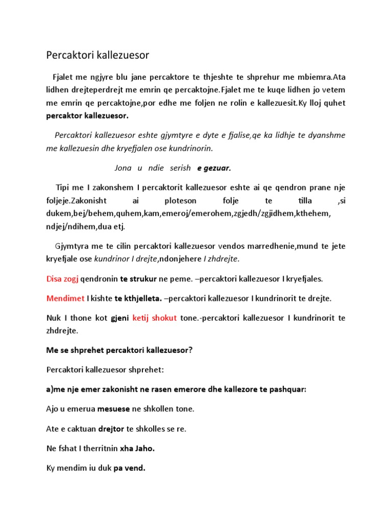 Percaktori Kallezuesor | PDF