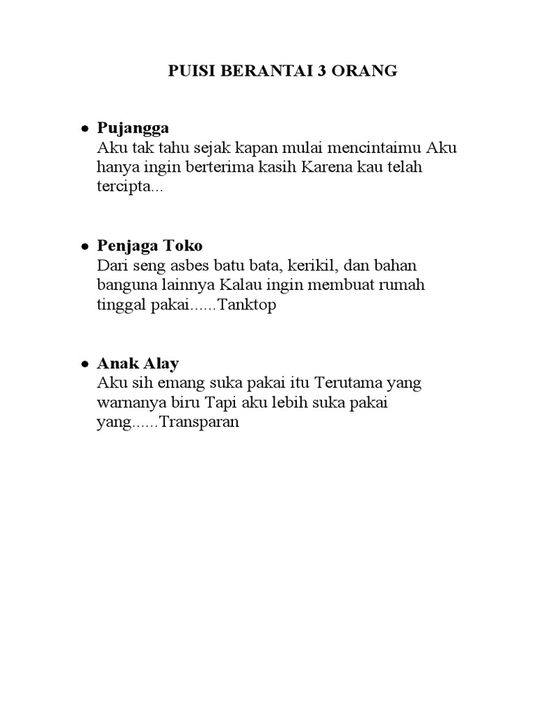 Puisi Berantai 3 Orang | PDF