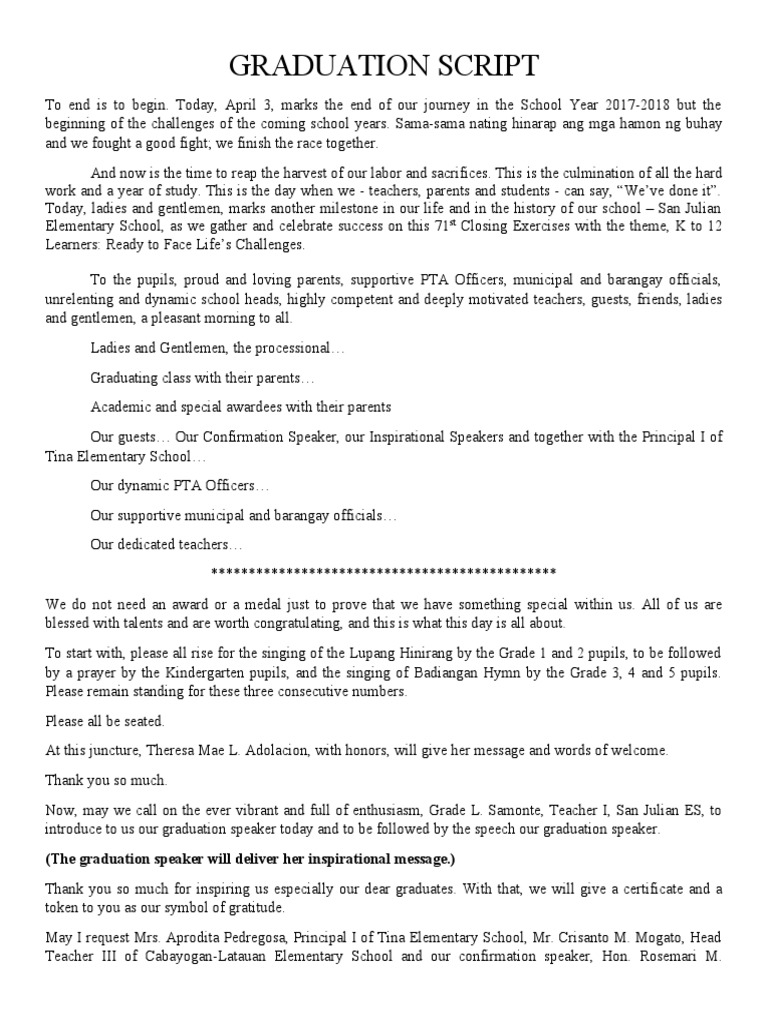 Script Graduation | PDF