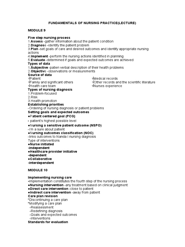 FON LEC Reviewer | PDF | Nursing | Medical Diagnosis