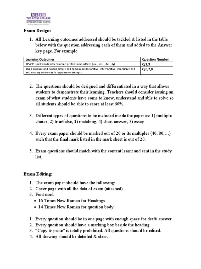 Exam Design | PDF | Question | Educational Assessment