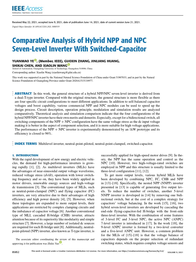 Comparative Analysis of Hybrid NPP and NPC Seven-Level Inverter With ...