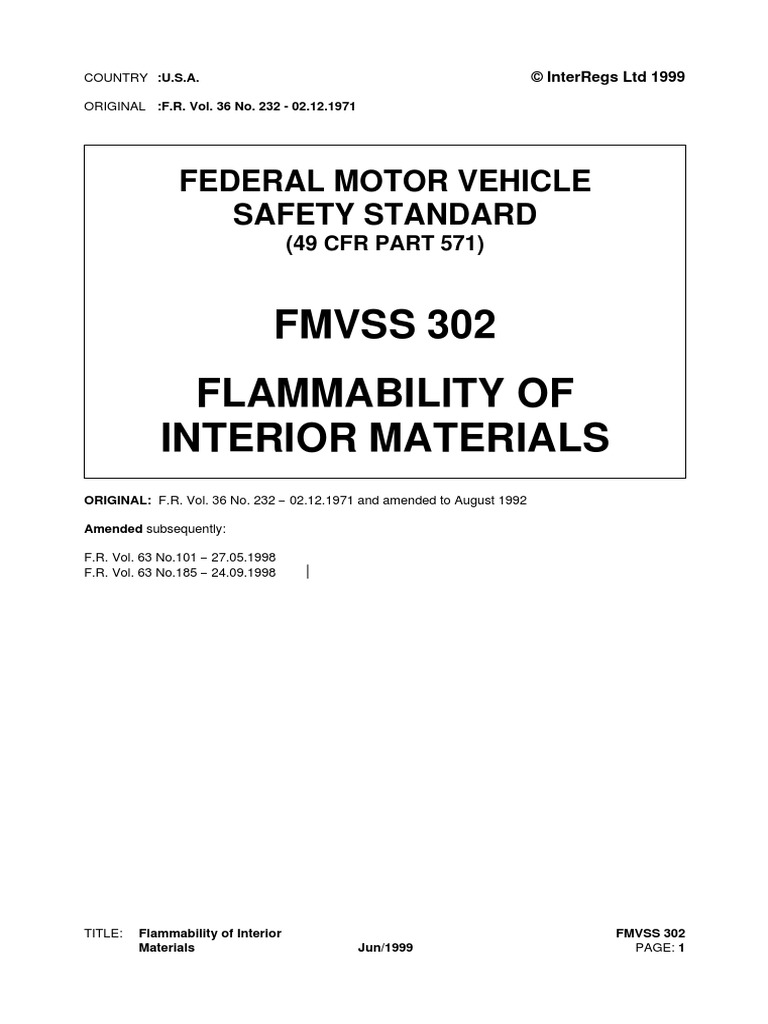 FMVSS 302 June 1999 | PDF | Vehicles | Length FMVSS 302 June 1999 | PDF | Vehicles | Length