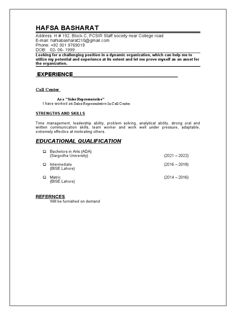 Hafsa CV | PDF
