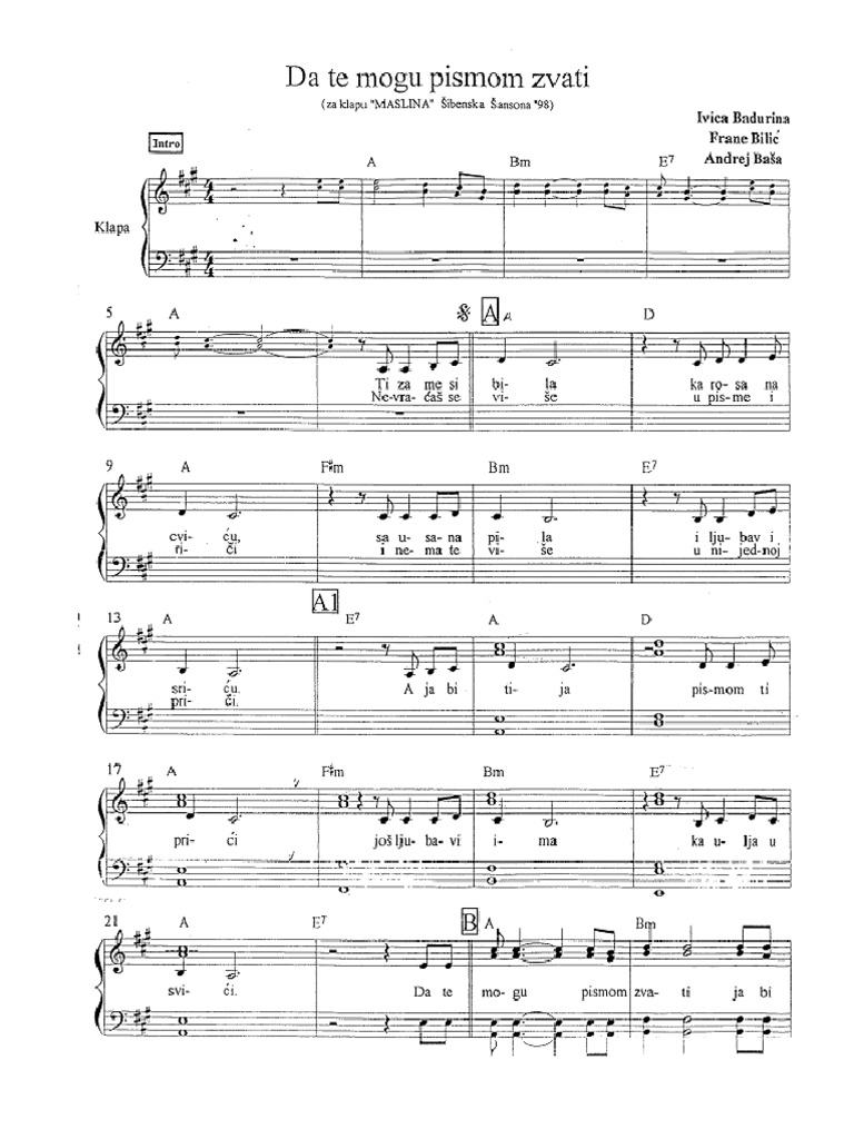 Da Te Mogu Pismom Zvati (I. Badurina) PDF | PDF