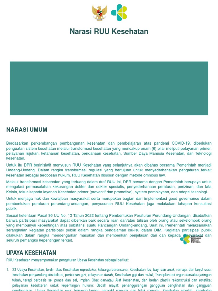 Narasi RUU Kesehatan | PDF
