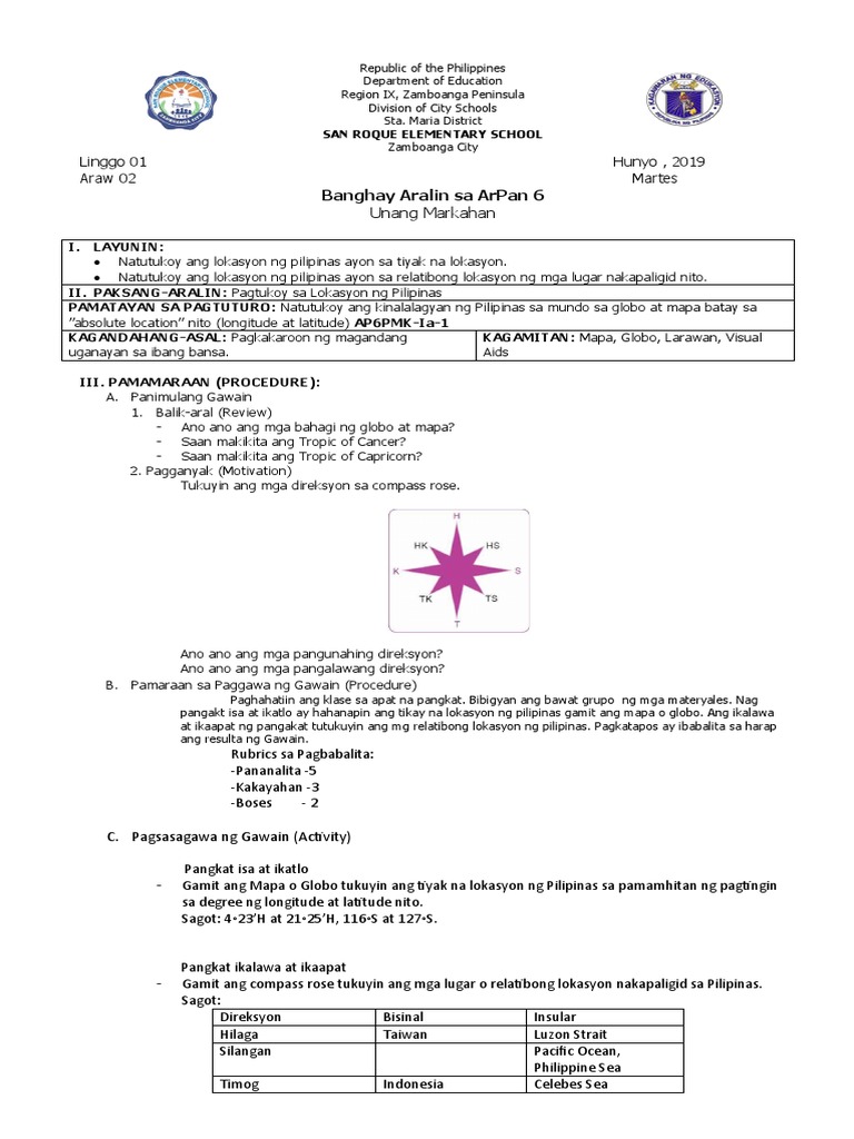 Araling Panlipunan 6 Week 1 Day 1 | PDF