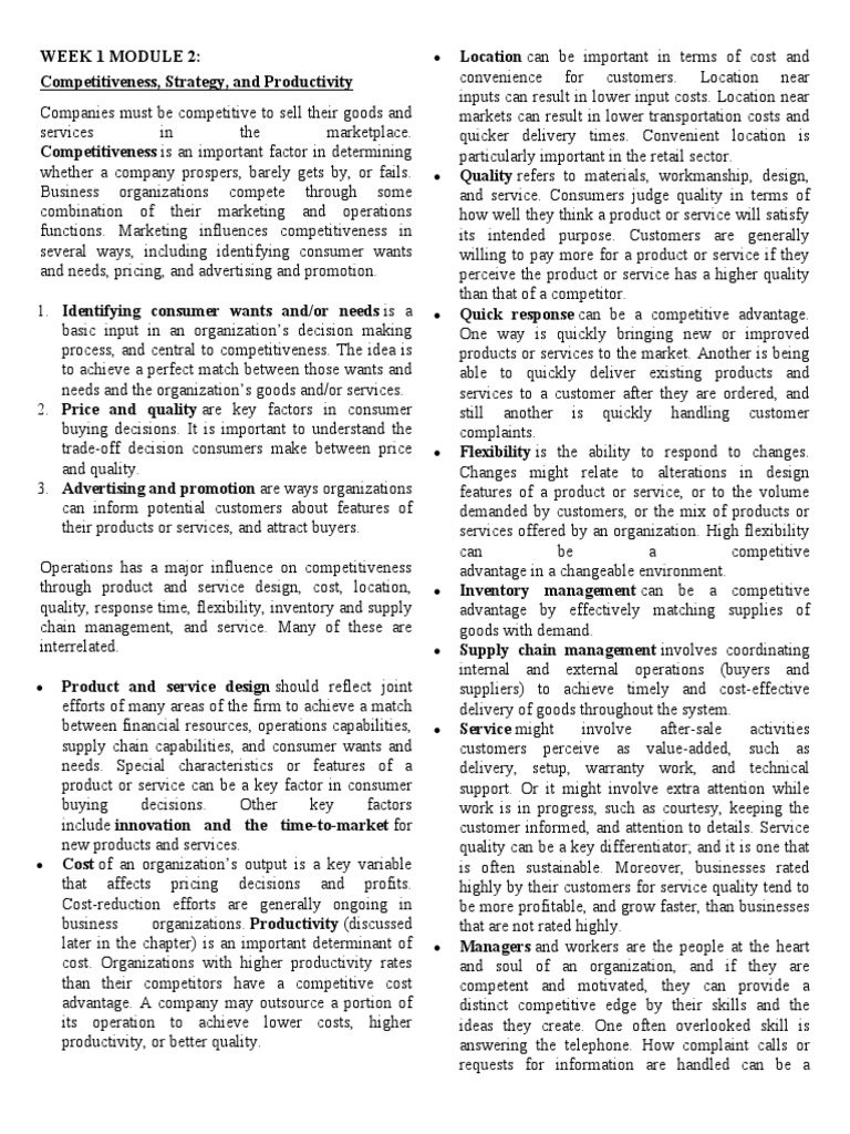 Week 1 Module 2 | PDF | Strategic Management | Competitive Advantage