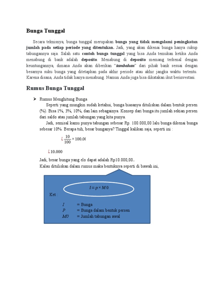 Rumus dan Contoh Bunga Tunggal | PDF | Metode & Bahan Ajar