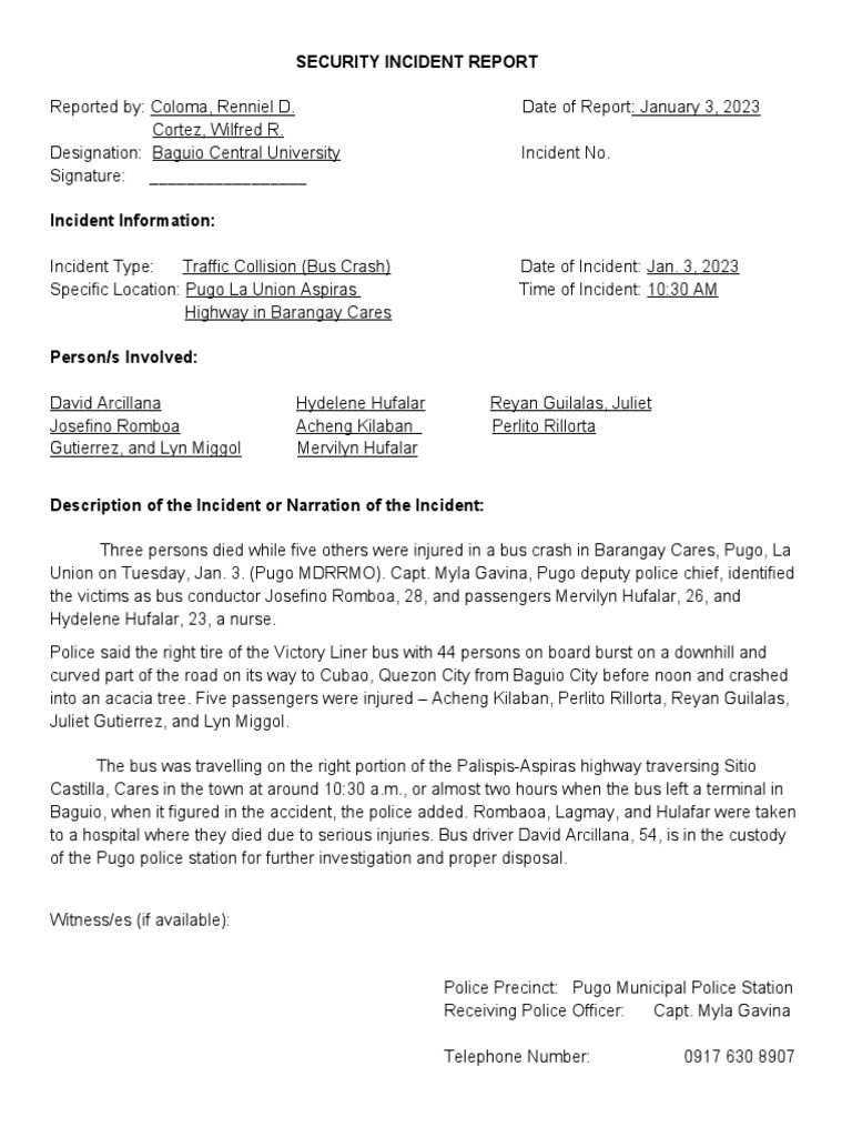 Security Incident Report Pdf