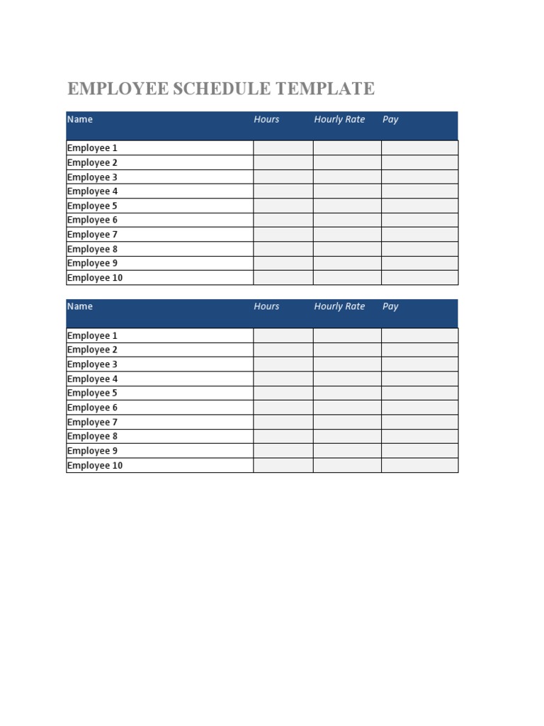 Employee Work Schedule | PDF