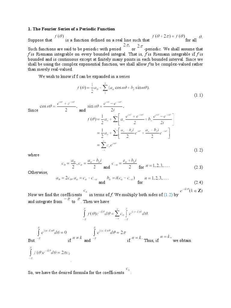 Fourier Series Pdf Fourier Transform Integral