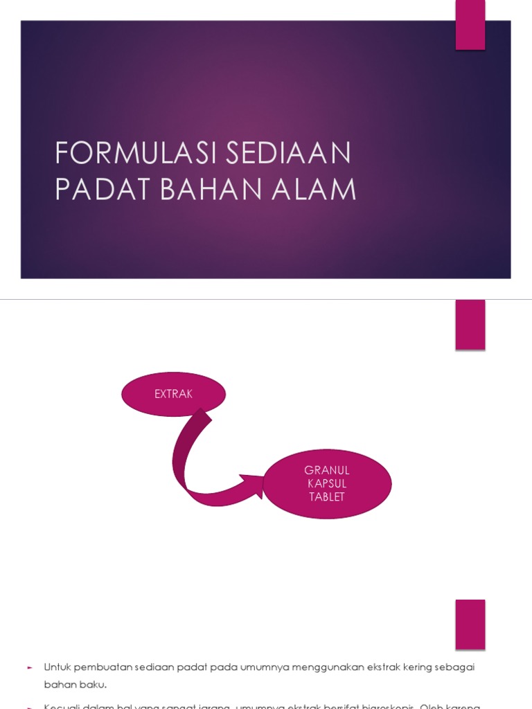 Formulasi Sediaan Padat Ekstrak Alam | PDF