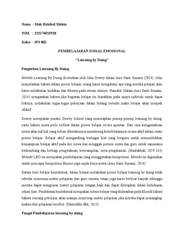 Pembelajaran Efektif: Learning by Doing | PDF