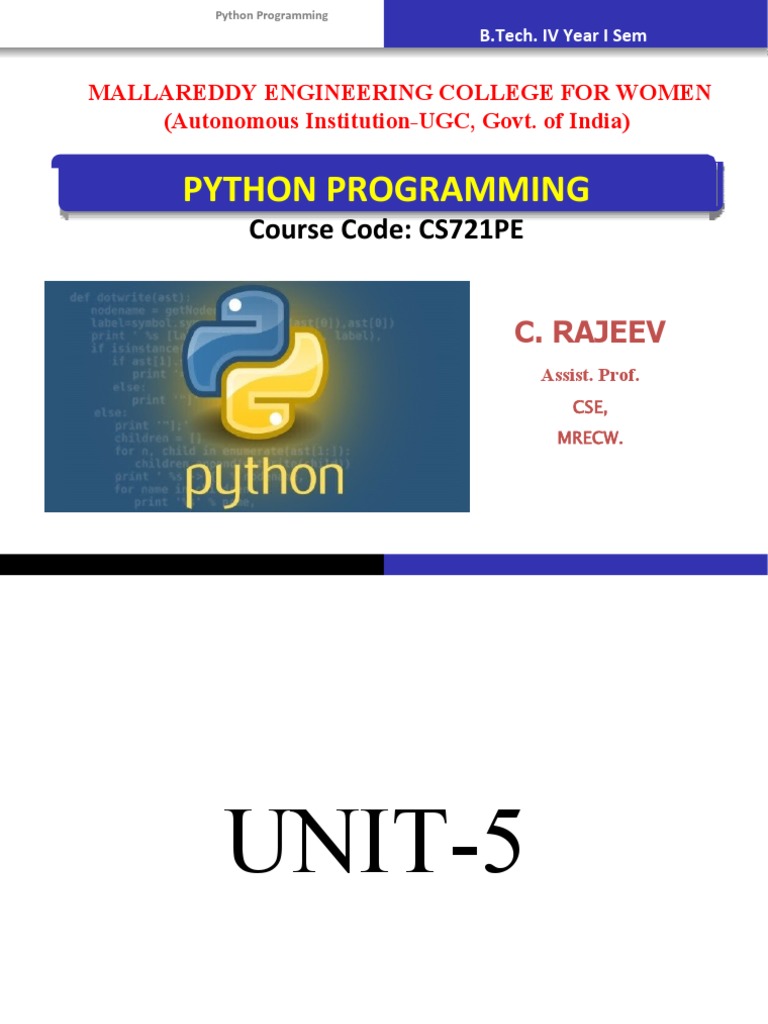 Unit-5 Python | Download Free PDF | Databases | Sql Unit-5 Python | Download Free PDF | Databases | Sql