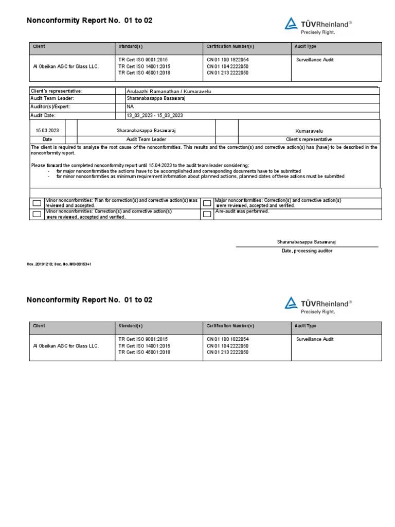 Nonconformity Report | PDF | Audit | Iso 9000