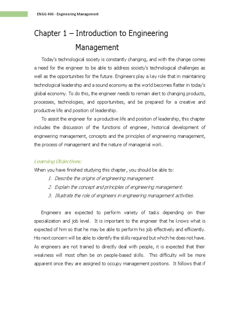 ENGG 406 Engineering Management PDF | PDF | Decision Making | Engineering