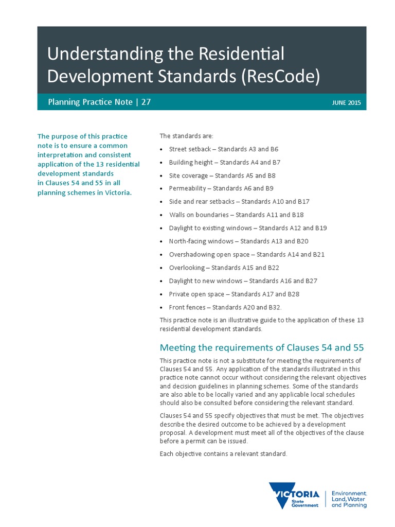 PPN27 Understanding The Residential Development Standards ResCode - June 2015 | PDF | Window ...