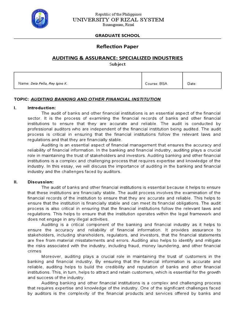 Reflection Paper 1 | Download Free PDF | Audit | Financial Audit