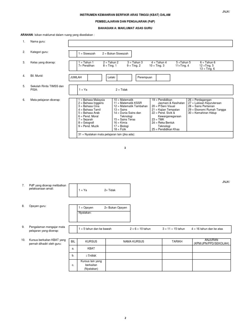 Adoc - Pub - Instrumen Kemahiran Berfikir Aras Tinggi Kbat Dala | PDF