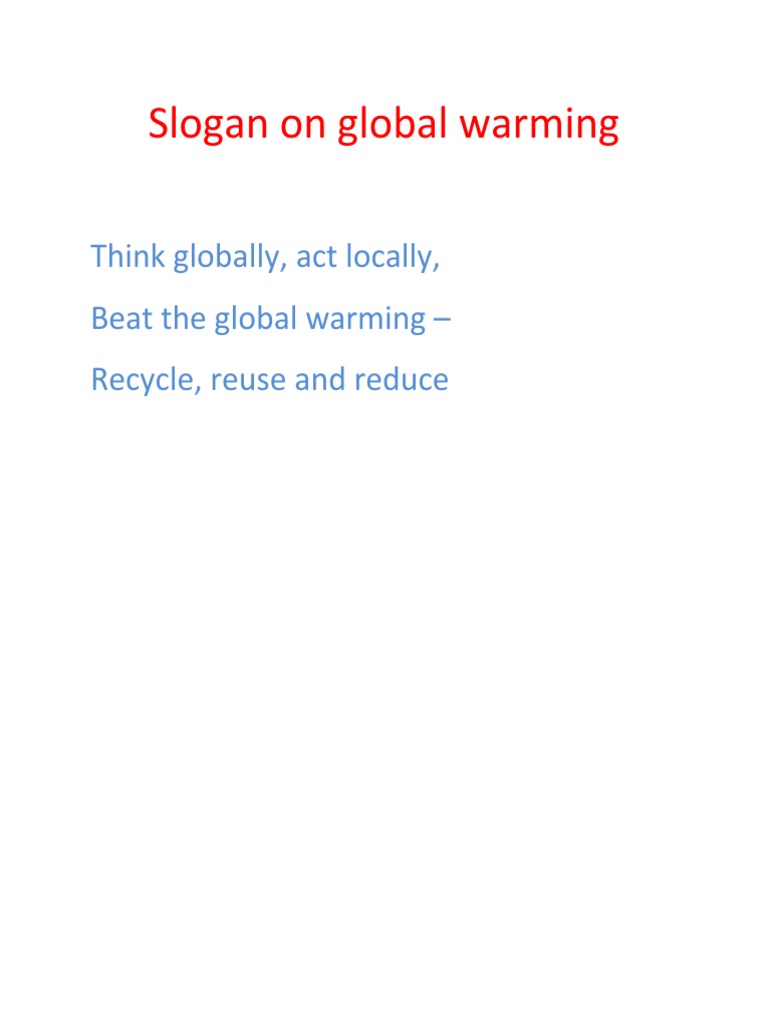 Slogan On Global Warming | PDF