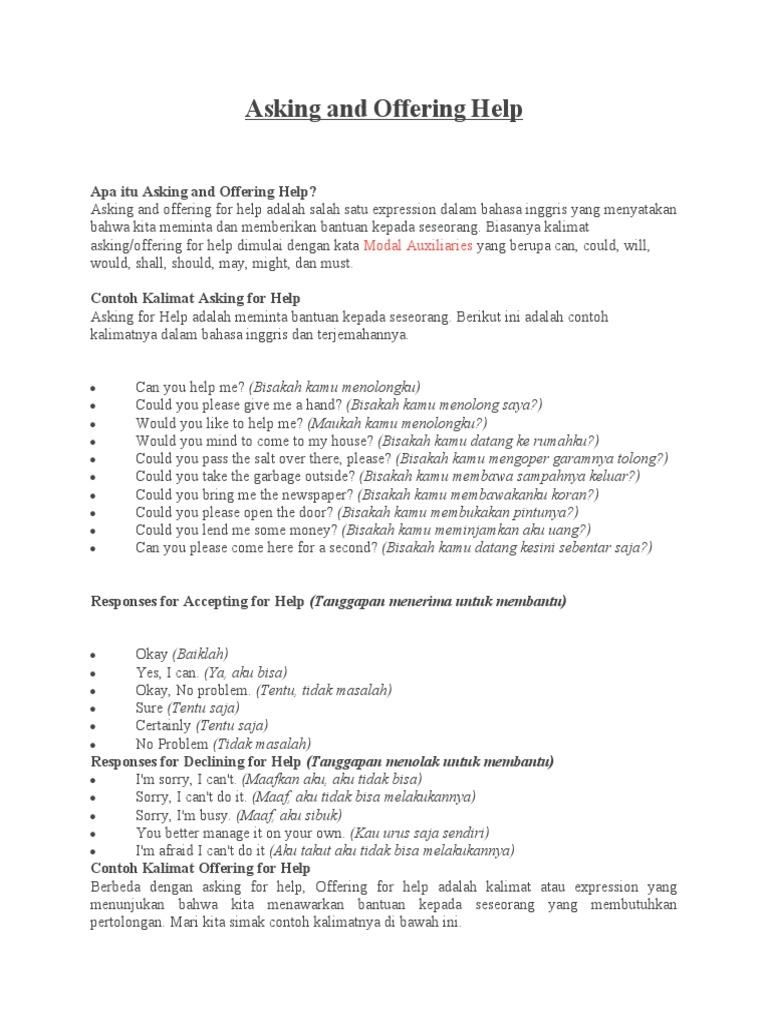 Asking and Offering Help | PDF