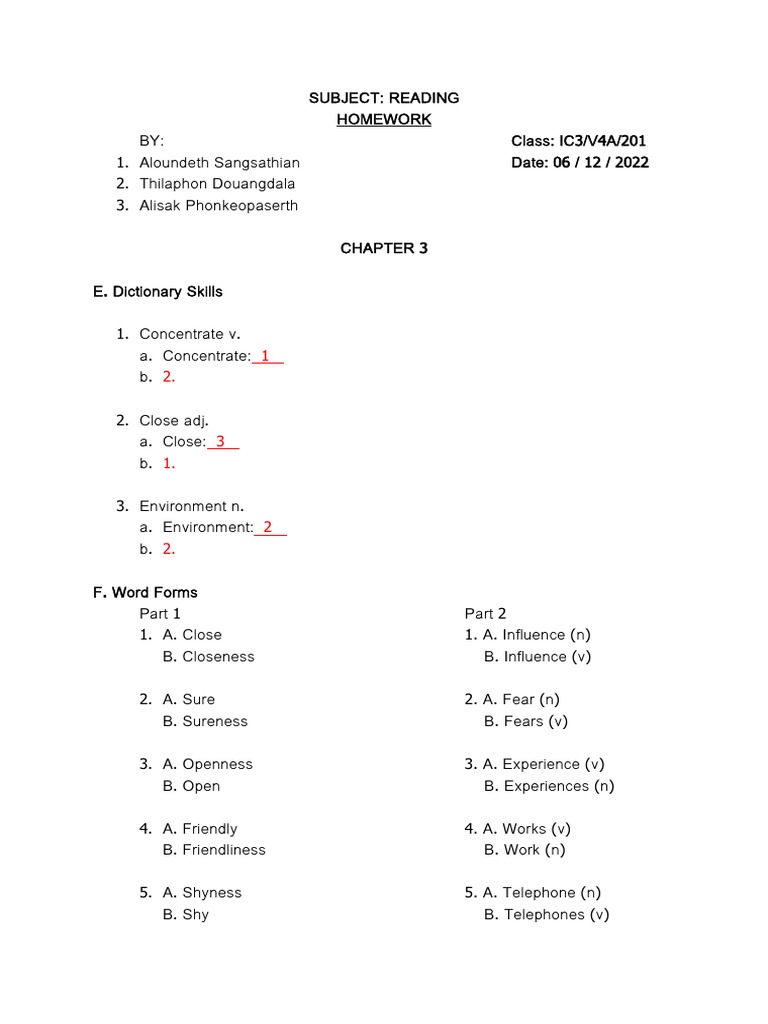 Reading Homework PDF | PDF | Adoption | Behavioural Sciences