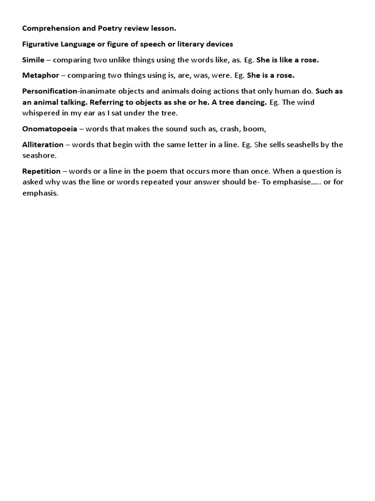 Comprehension and Poetry PDF | PDF