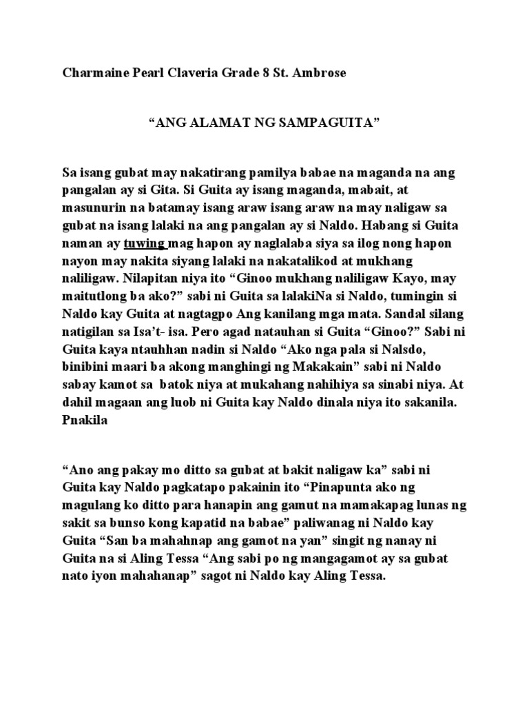 Alamat Ng Sampaguita Pdf