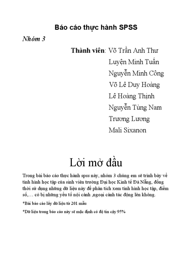 Báo Cáo TH C Hành Spss - Nhóm 3 | PDF