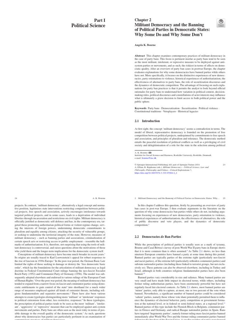 Militant Democracy Political Science | Download Free PDF | Democracy | Political Ideologies