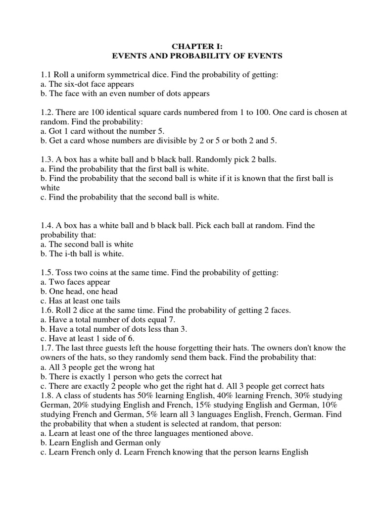 Exercise Chap1 2023 | PDF | Probability