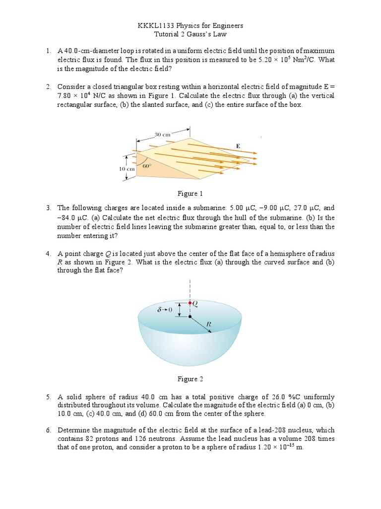 Tutorial 2 Gausss Law | PDF | Sphere | Physics