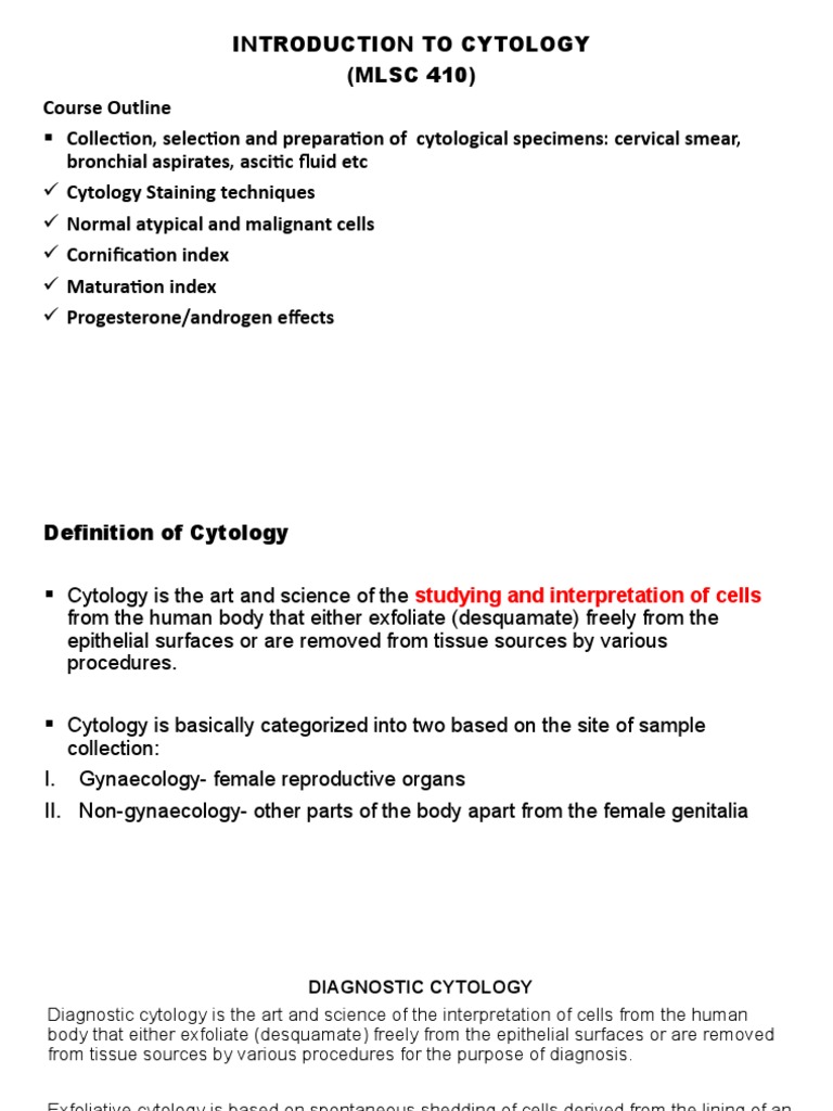 01_INTRO_TO_CYTOLOGY[1] | PDF | Cytopathology | Staining