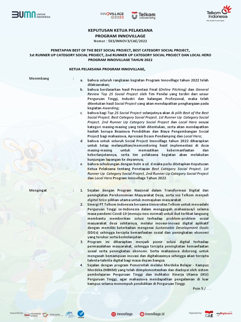 SK Awarding Program Innovillage 2022 | PDF