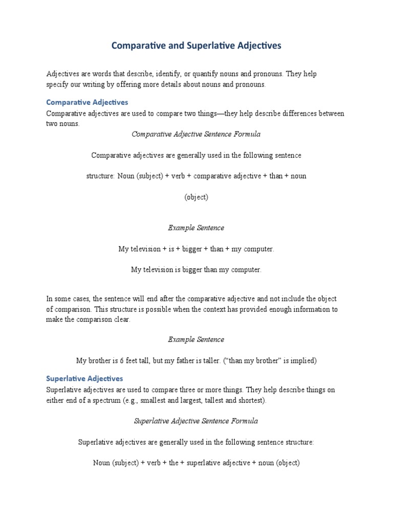 Comparative and Superlative Adjectives | PDF | Adjective | Noun
