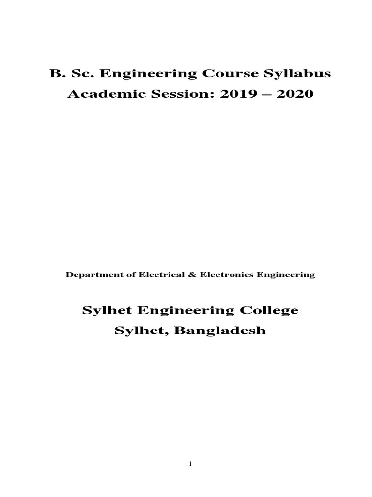 EEE Full Syllabus | PDF | Course Credit | Electrical Engineering