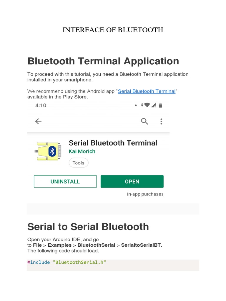 Bluetooth Terminal App Guide | PDF | Bluetooth | Telecommunications