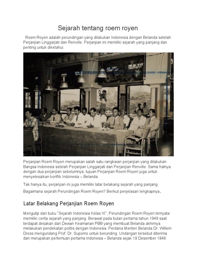 Sejarah Tentang Roem Royen | PDF | Politik