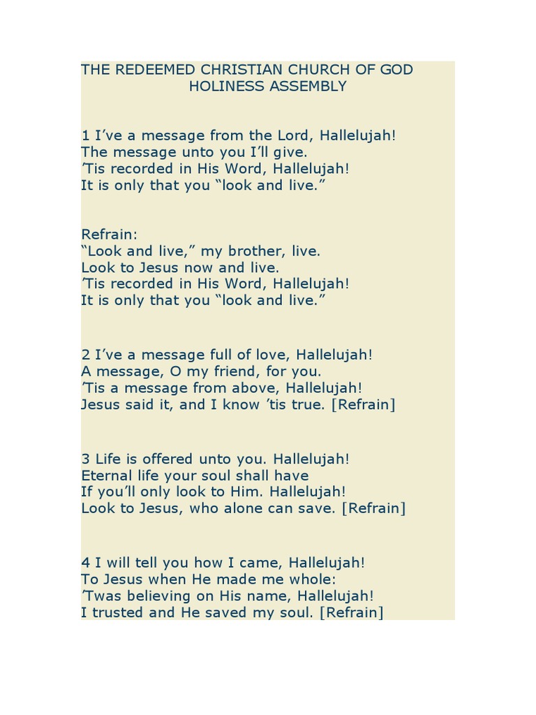 RCCG Hymn: Look and Live | PDF | Religion & Spirituality