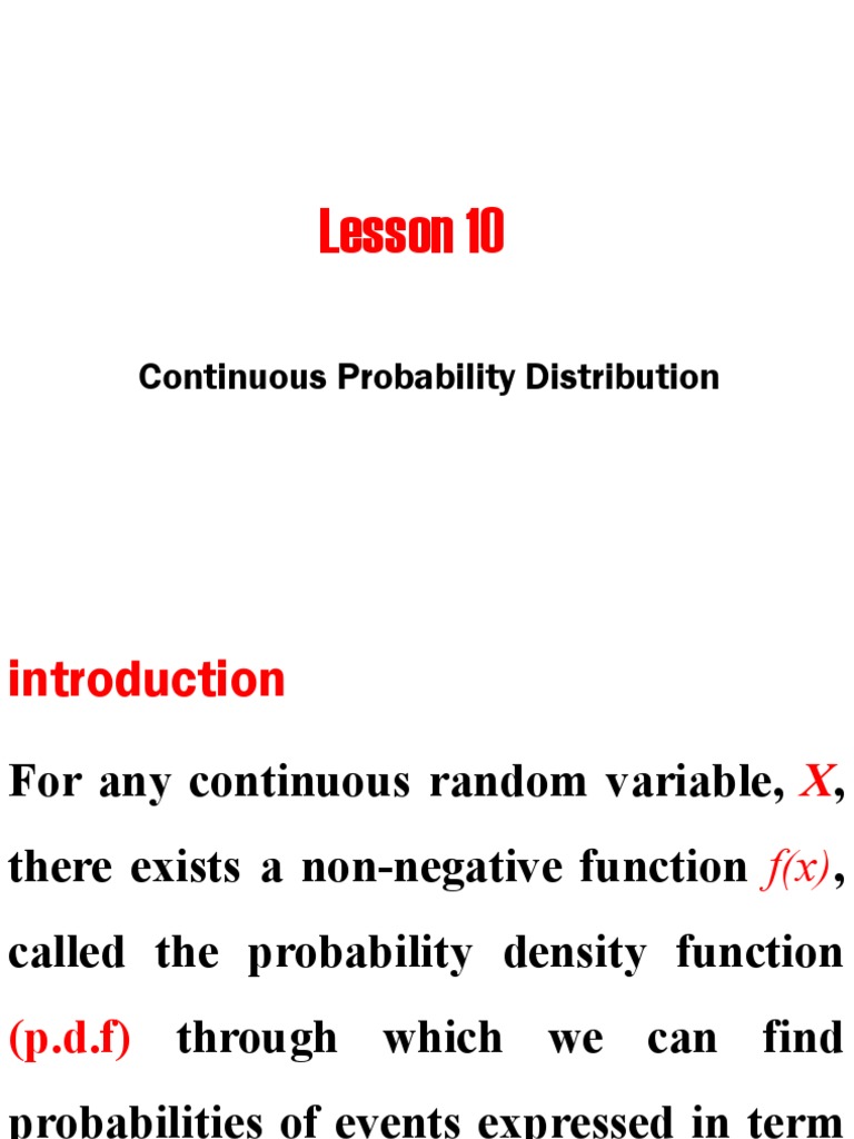 Lesson 10 | PDF | Probability Density Function | Probability Theory