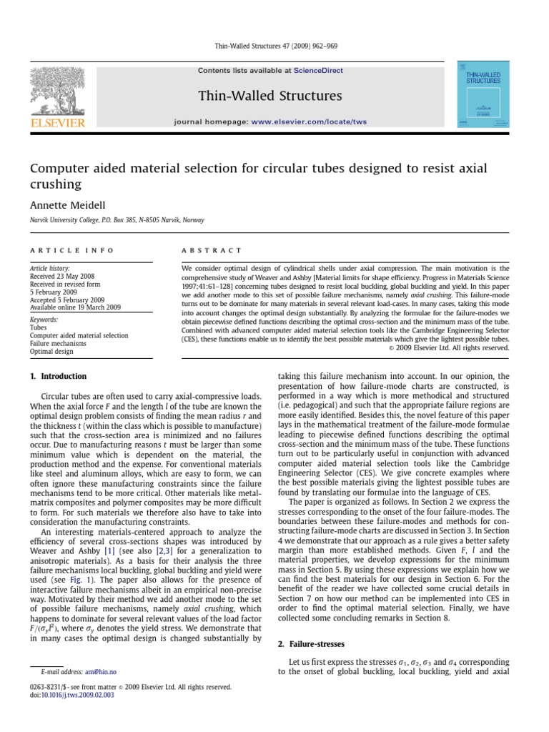 Article Am Thin Walled Tube Failure Mechanism Chart | PDF | Buckling ...