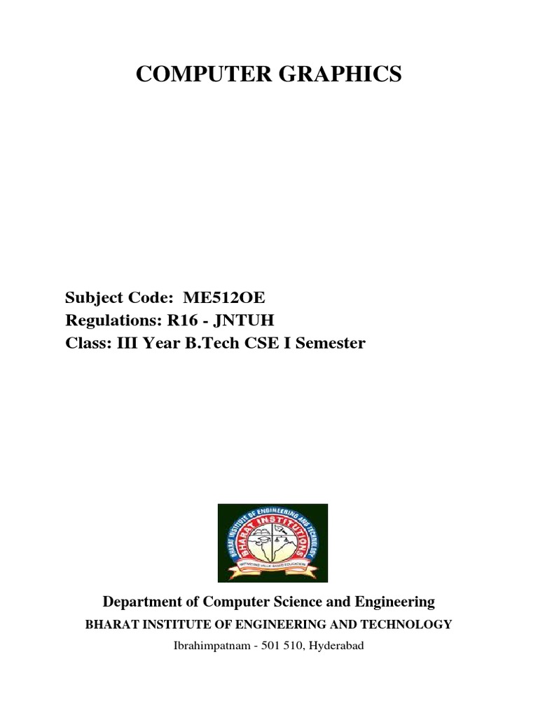 Computer Graphics Course Overview ME512OE | PDF | Engineering | 2 D ...
