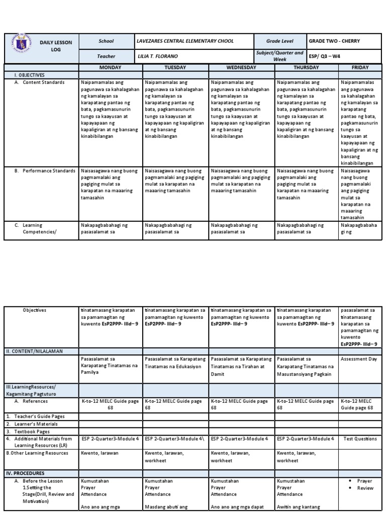 DLL Esp-2 Q3 W4 | PDF