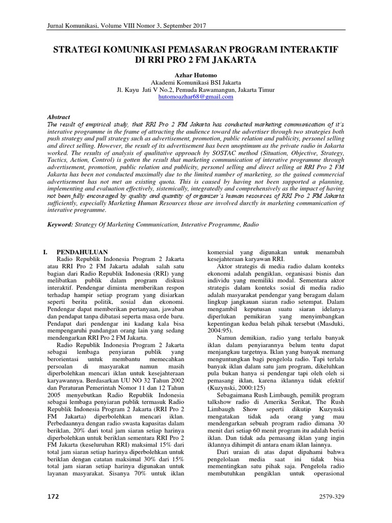 RRI Pro 2 FM Marketing Strategies | PDF | Public Sphere | Communication