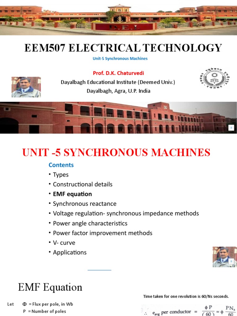 EMF Equation in Synchronous Machines | PDF | Inductor | Inductance