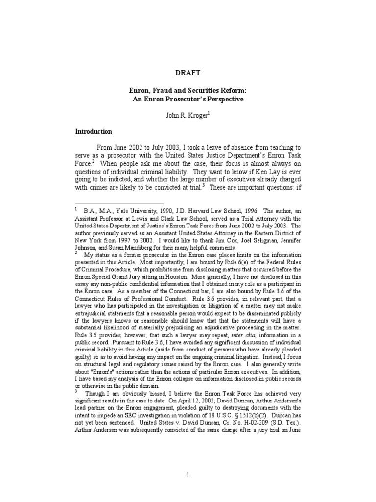 Enron Fraud: Prosecutor's Insights | PDF | Enron | U.S. Securities And ...